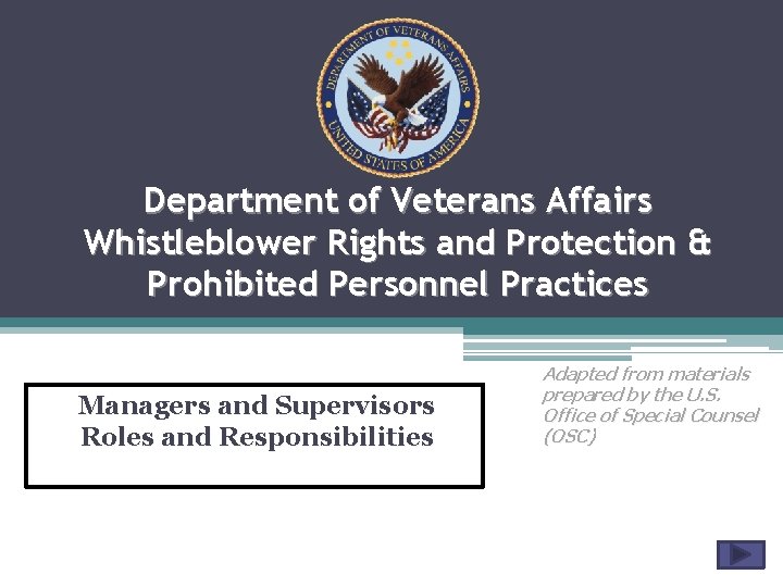 Department of Veterans Affairs Whistleblower Rights and Protection
