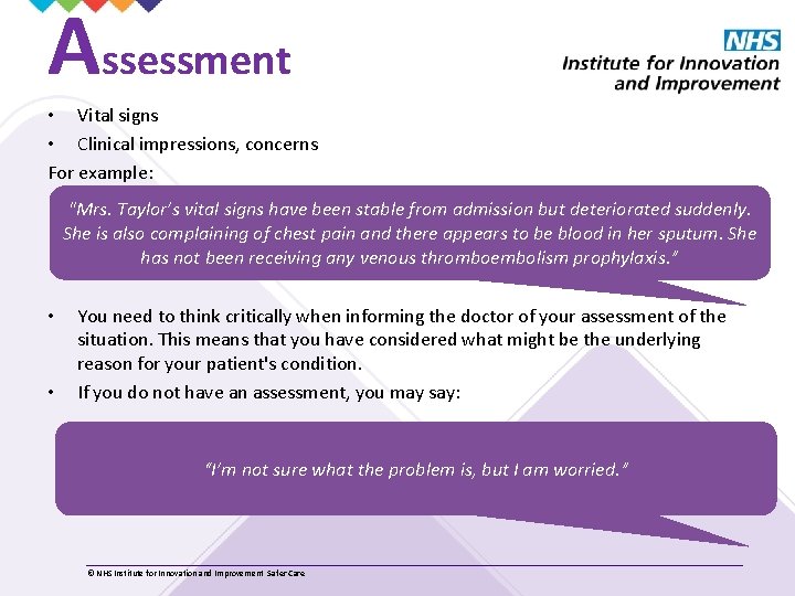SBAR Situation Background Assessment Recommendation NHS Institute for