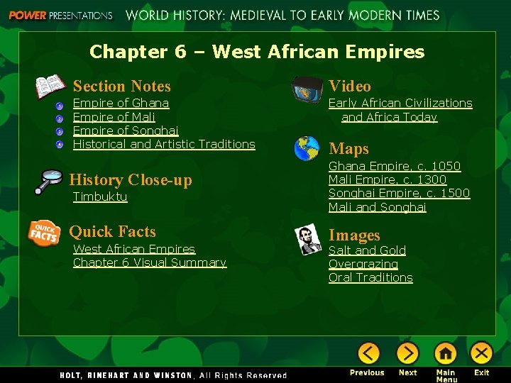 Chapter 6 West African Empires Section Notes Video