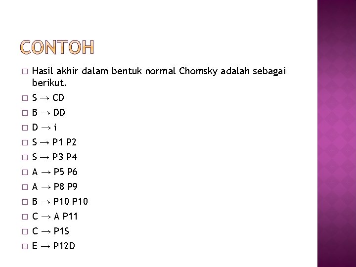 YANI Bentuk Normal Chomsky Chomsky Normal Form CNF