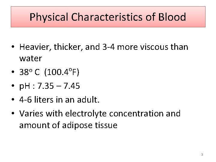 Alteration in Hematologic Function Lecture 7 1 Introduction
