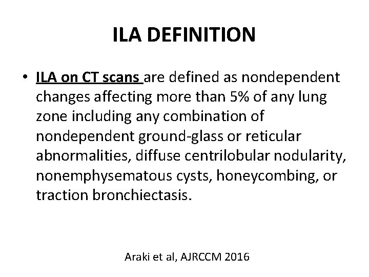 ILA interstitial lung abnormalities prevalence and clinical relevance