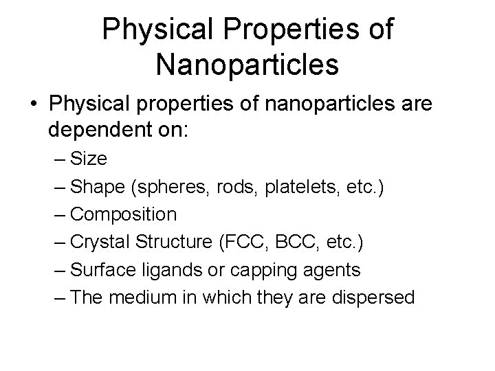 Materials in Nanotechnology Introduction to Nanoparticles and ...