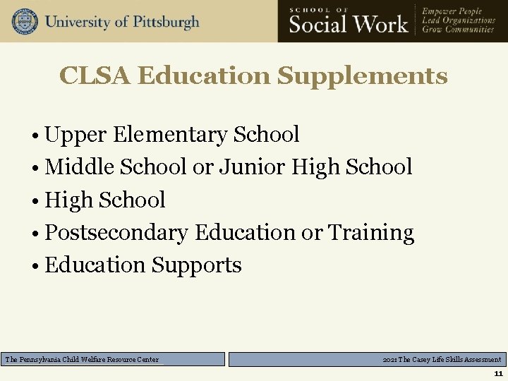 202 The Casey Life Skills Assessment Learning Objectives