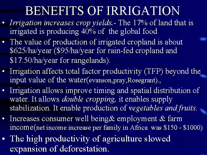 Water and Development The Importance of Irrigation in