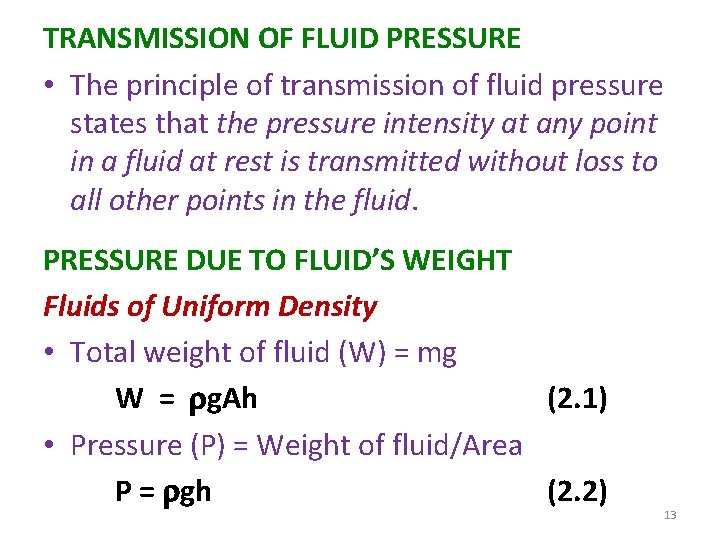 MCE 205 FLUID MECHANICS I 3 UNITS PREPARED