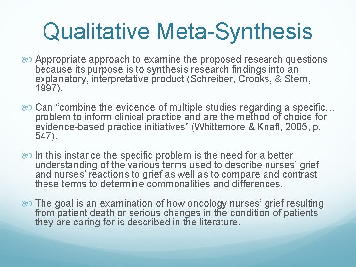 Understanding Oncology Nurses Grief A Qualitative MetaSynthesis Lisa