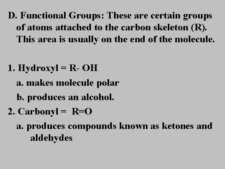 Chapter 4 Carbon and Molecular Diversity A Carbon