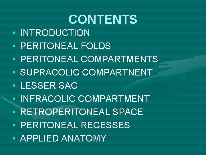 PERITONEAL SPACES AND RECESSES BY DR A PERVEZ