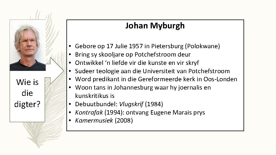 Niks is waarna dit lyk nie Johan Myburgh