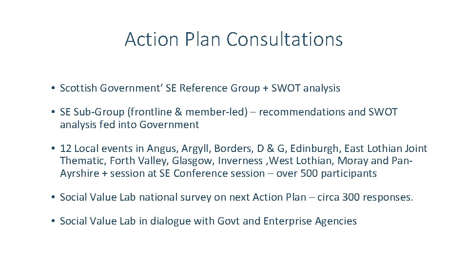 Action Plan Consultations Scottish Government SE Reference Group