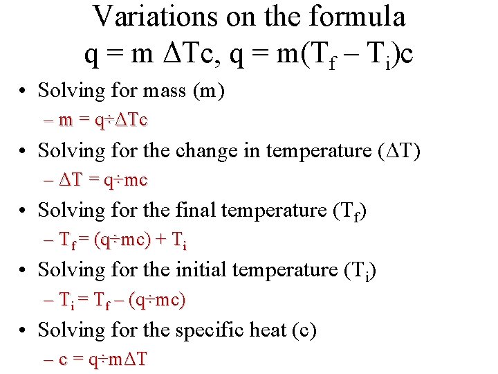 Formule Q M c delta T Formule