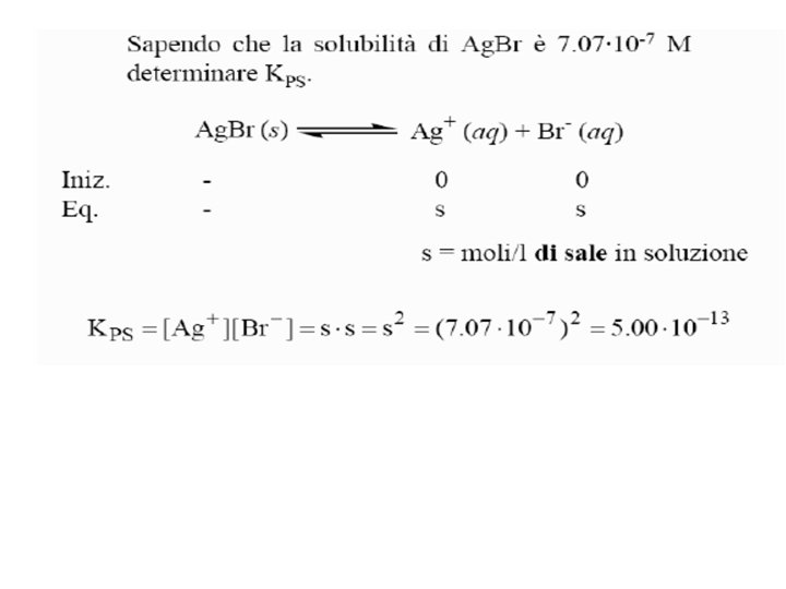 EQUILIBRI DI SOLUBILITA Solubilit la concentrazione del soluto