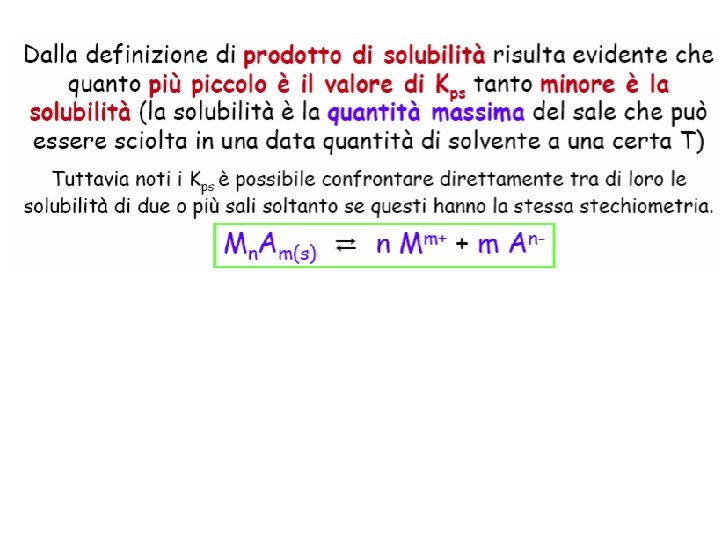 EQUILIBRI DI SOLUBILITA Solubilit la concentrazione del soluto