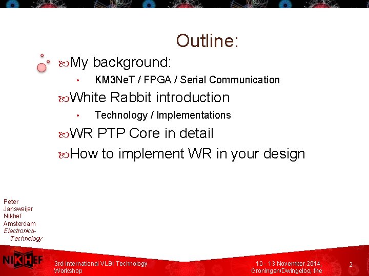 Implementing White Rabbit in your design Peter Jansweijer