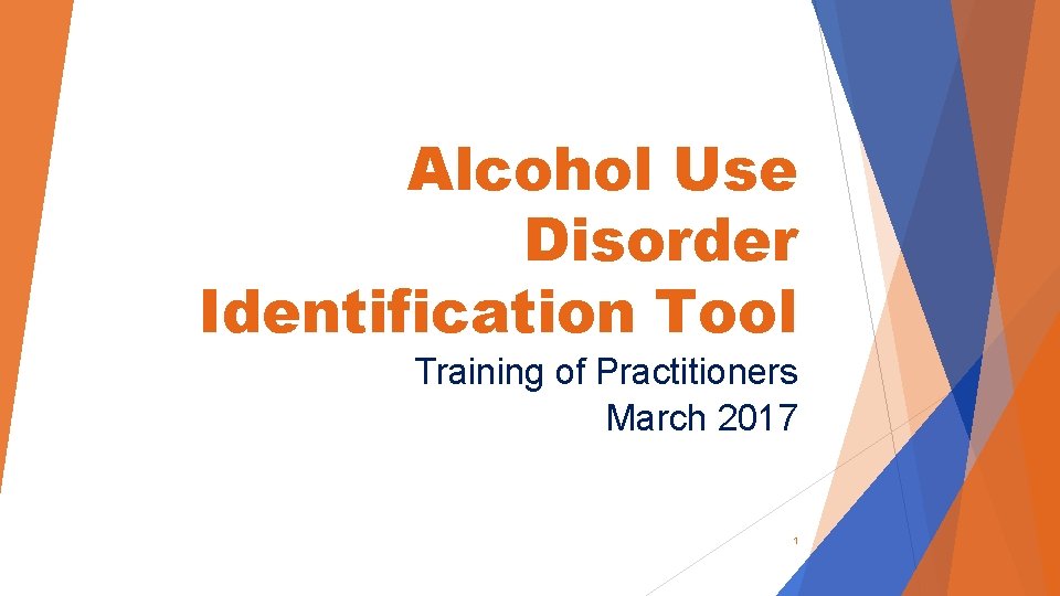 Alcohol Use Disorder Identification Tool Training of Practitioners