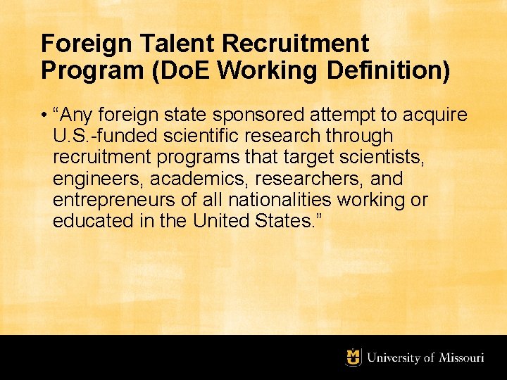 Foreign Influence Grant Connections April 17 2019 Agenda