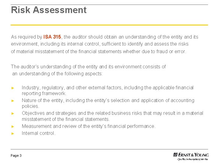 Auditing in a Changing Environment Risk Assessment Response