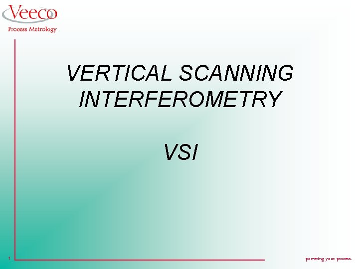 VERTICAL SCANNING INTERFEROMETRY VSI 1 powering your process