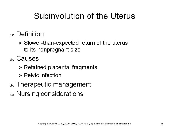Chapter 28 Postpartum Maternal Complications Copyright 2014 2010