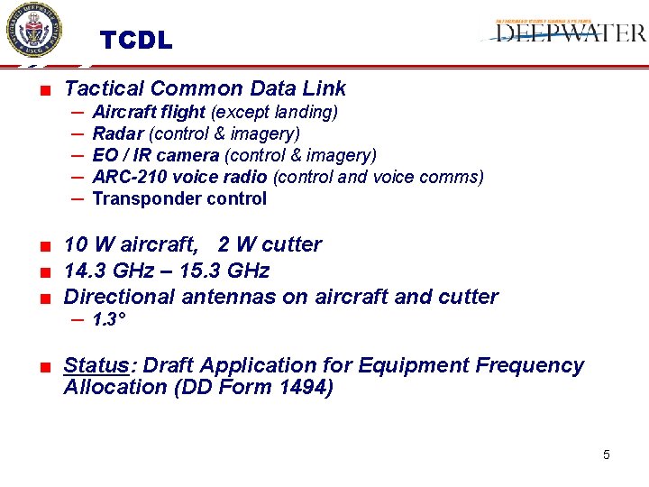 USCG Vertical UAV Spectrum Issues Gary Dehnel UAS