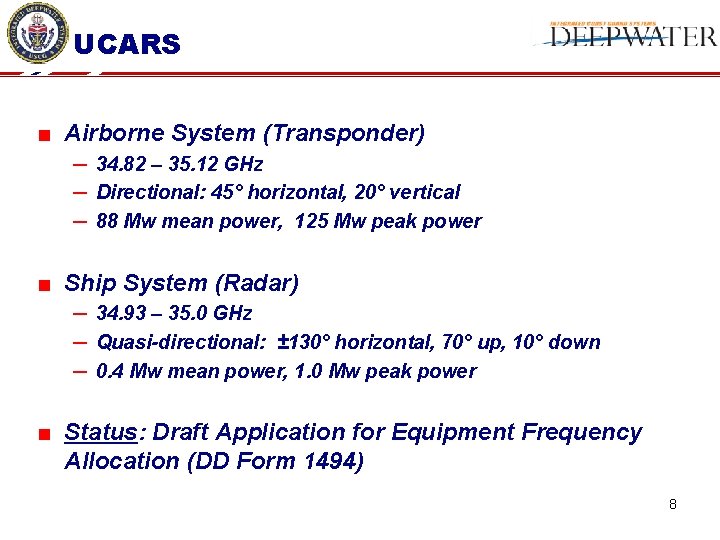 USCG Vertical UAV Spectrum Issues Gary Dehnel UAS