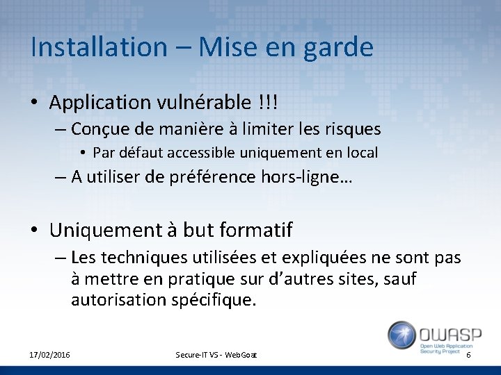 Web Goat Hack the Goat Thomas Hofer Secureit