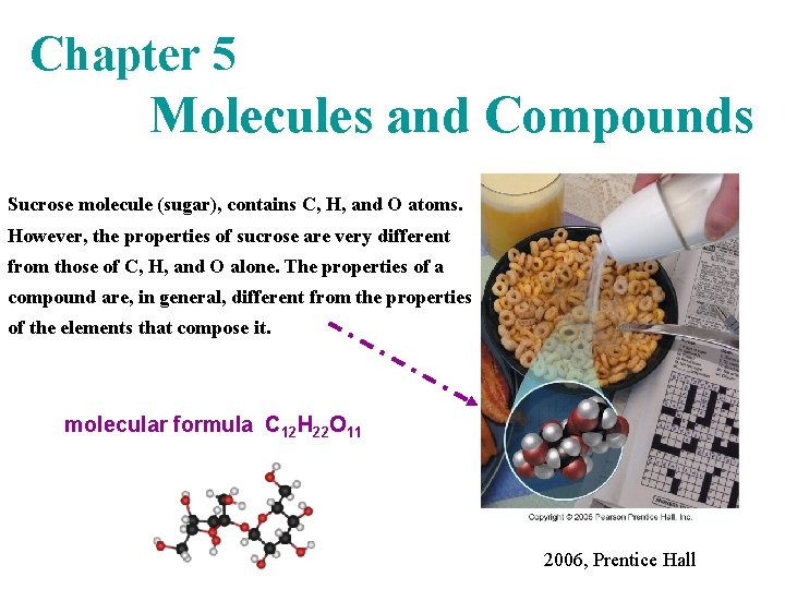 Chapter 5 Molecules and Compounds Sucrose molecule sugar