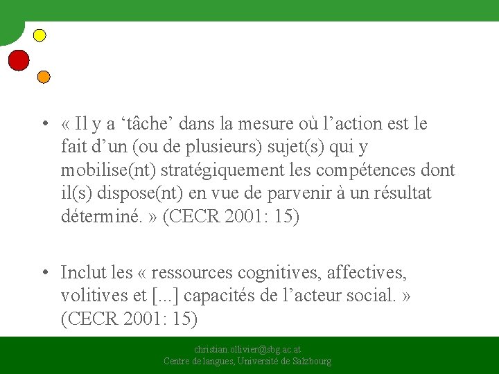 Approche actionnelle et tches en FLE Christian Ollivier