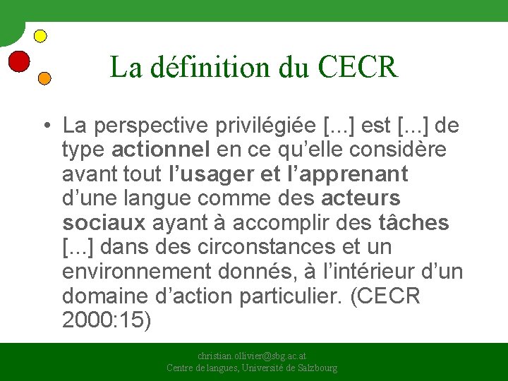 Approche actionnelle et tches en FLE Christian Ollivier