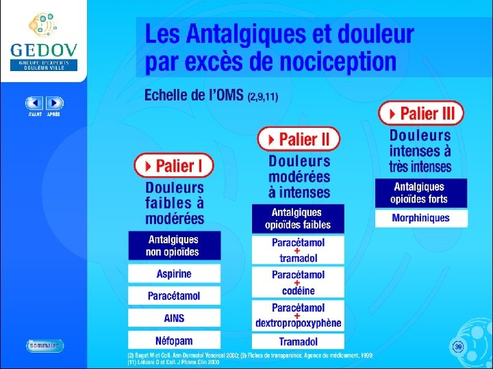 DOULEUR EXCES DE NOCICEPTION INFLAMMATION PARACETAMOL AINS Opioides