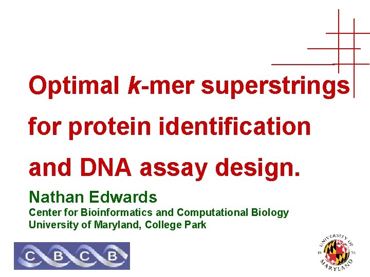 Optimal kmer superstrings for protein identification and DNA