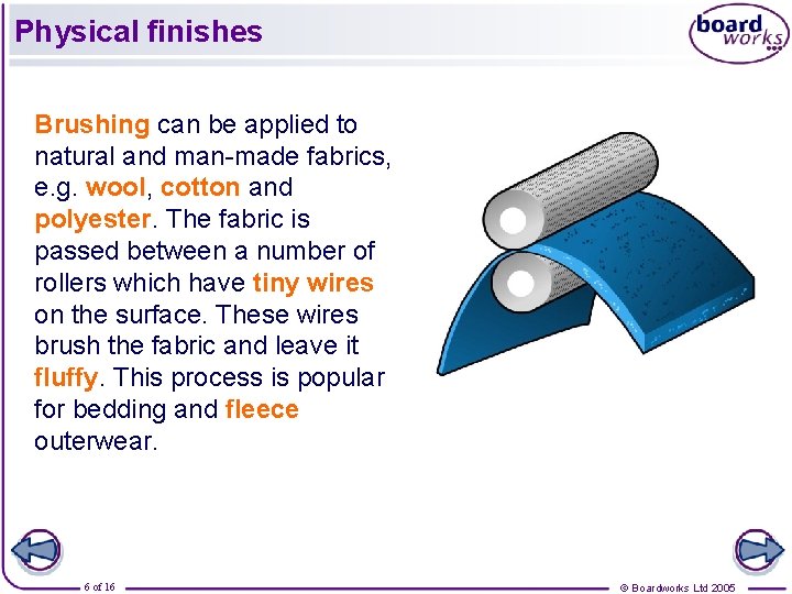 Textiles Finishing Processes These icons indicate that teachers