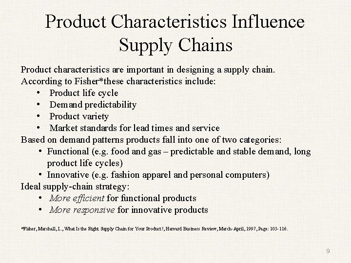 Production and Operations Management Systems Chapter 9 Supply