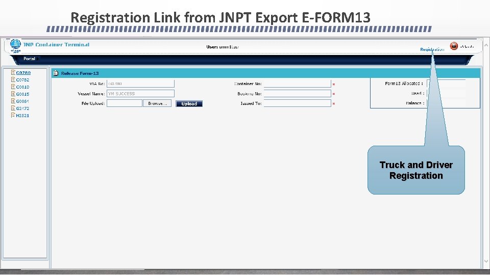 JNPT AGS Truck and Driver Registration Registration Link