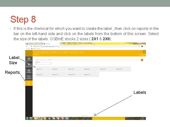 GSBME Procedure for Printing out labels using Chemalert