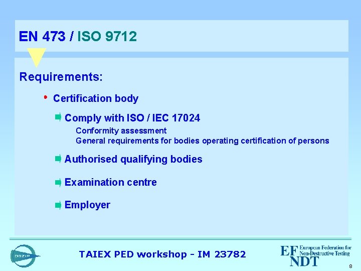 NonDestructive Testing New Methods and Qualification of Personnel