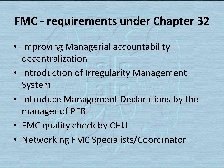 Financial Management and Control FMC and Internal Audit