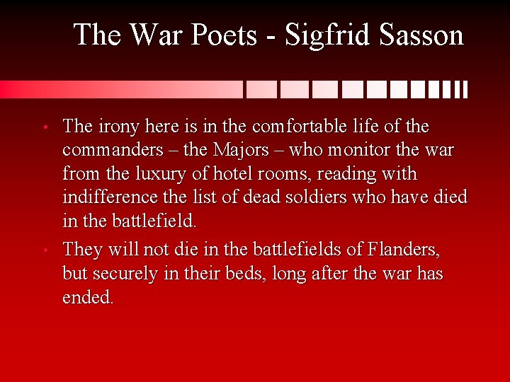English Poetry during World War I What do