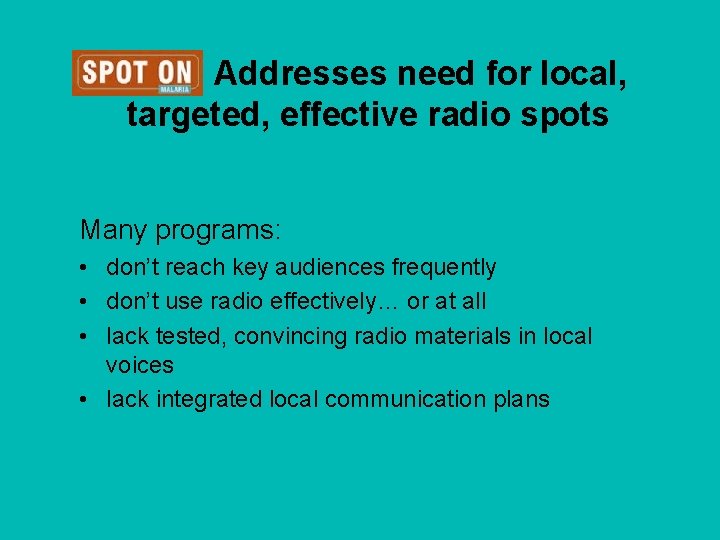 Building Capacity to Use Radio to Change Behavior