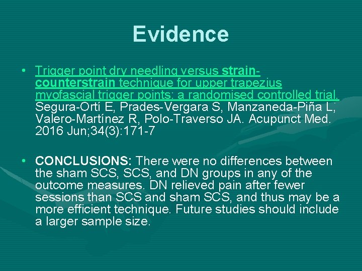 Strain and Counterstrain Positional Release techniques for the