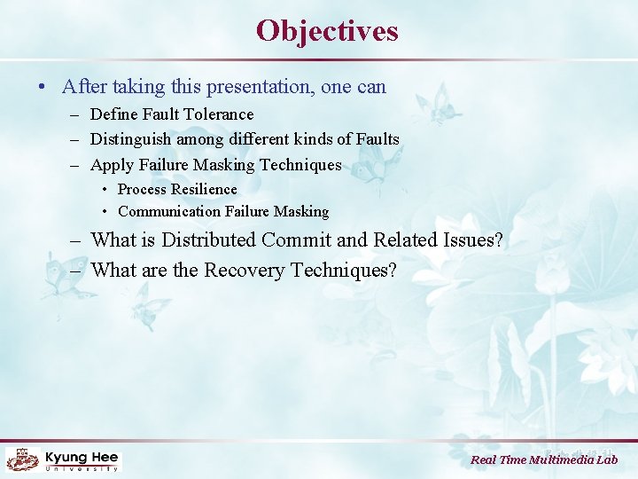 Fault Tolerance Chapter 7 Distributed Systems Mr Imran