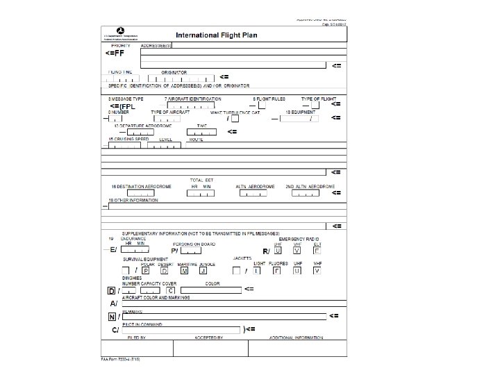 General Rules When completing a flight plan the