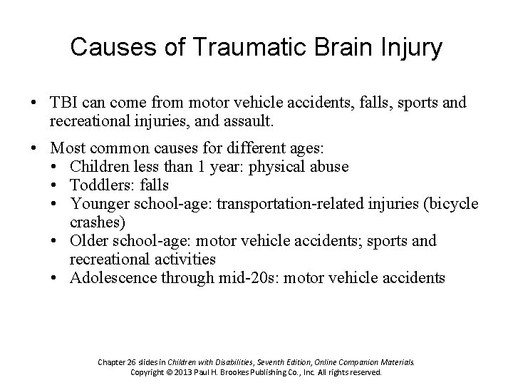 Chapter 26 Traumatic Brain Injury Overview Incidence and