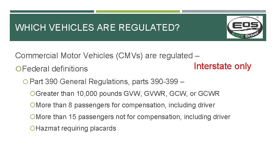 WE ARE NOT A TRUCKING COMPANY BUT WHY