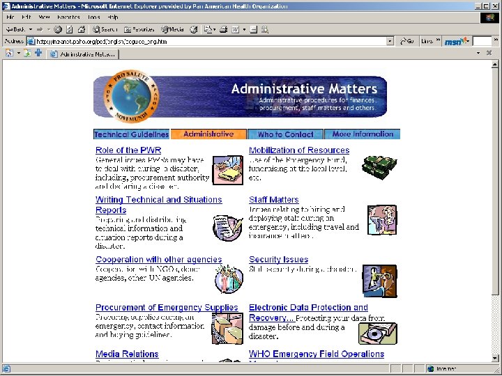 Role Of PAHO in Disaster Reduction Emergency Preparedness