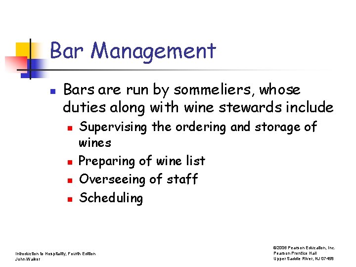 Chapter 6 Food and Beverage Operations Introduction to