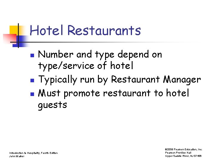 Chapter 6 Food and Beverage Operations Introduction to