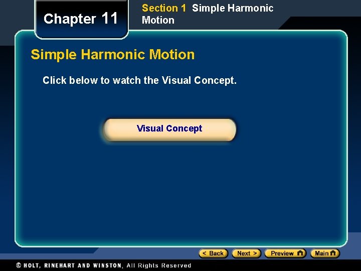 Chapter 11 Section 1 Simple Harmonic Motion Preview
