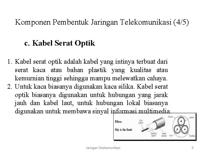 Komponen Pembentuk Jaringan Telekomunikasi Jartel 2012 Komponen Pembentuk
